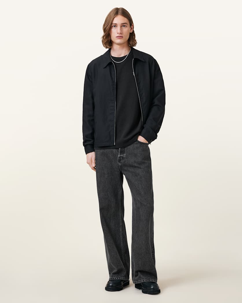 Ellis Waffle Texture Crew Neck Ramskull T-Shirt Jet Black | ALLSAINTS US